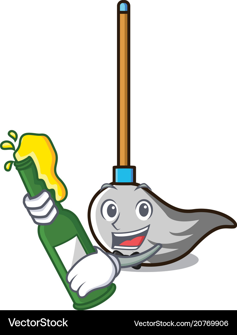 With beer mop mascot cartoon style Royalty Free Vector Image
