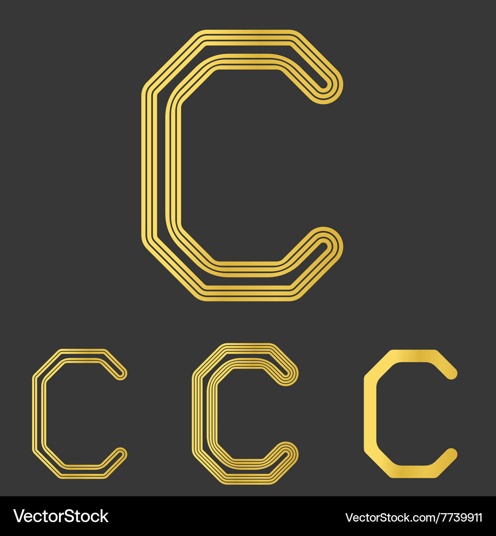 Golden line letter c logo design set Royalty Free Vector