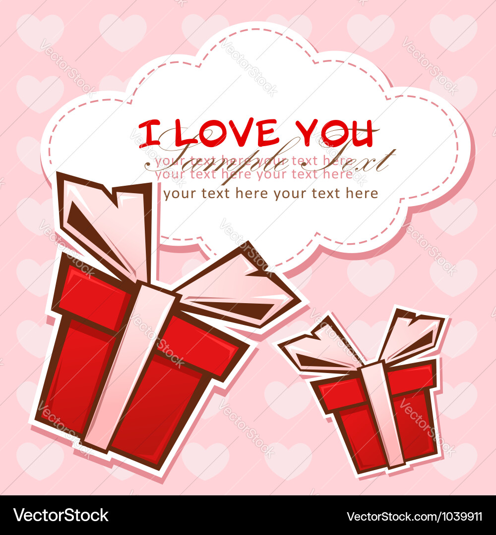 Love invitation card with colorful gift boxes Vector Image