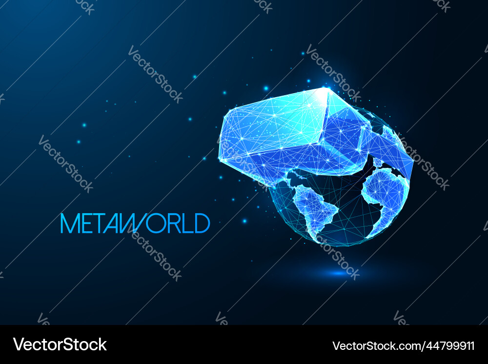 Meta world metaverse concept with planet earth Vector Image