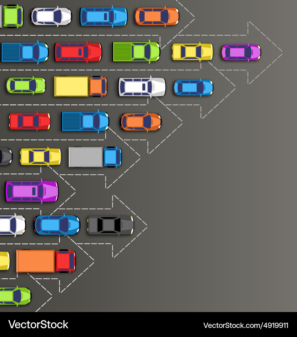 Road background with multicolored cars isolated Vector Image