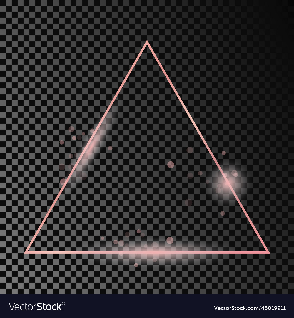 Rose gold glowing triangle frame Royalty Free Vector Image