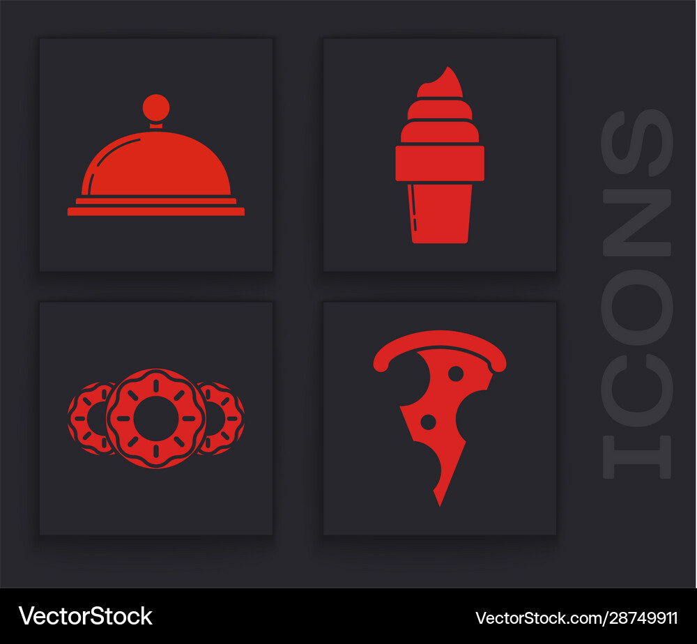 Set slice pizza covered with a tray food Vector Image