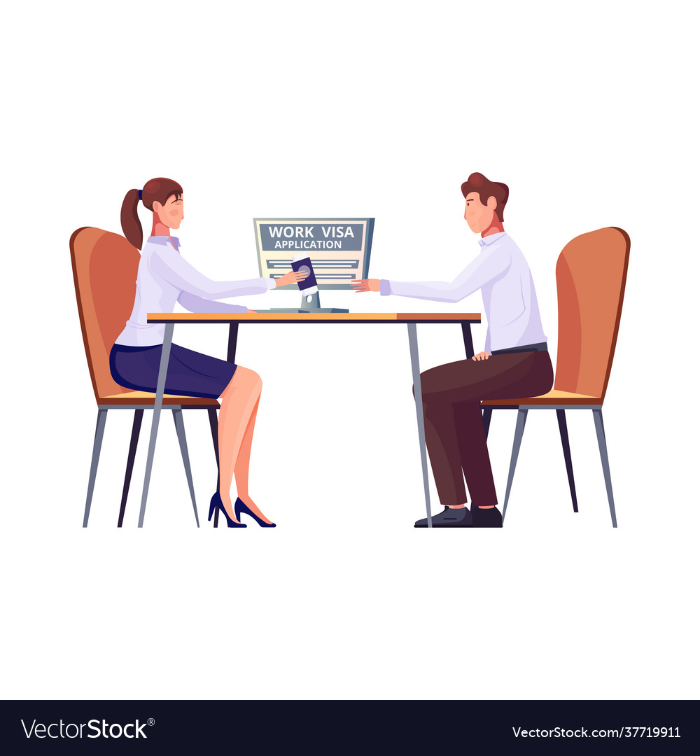 Work visa application composition Royalty Free Vector Image