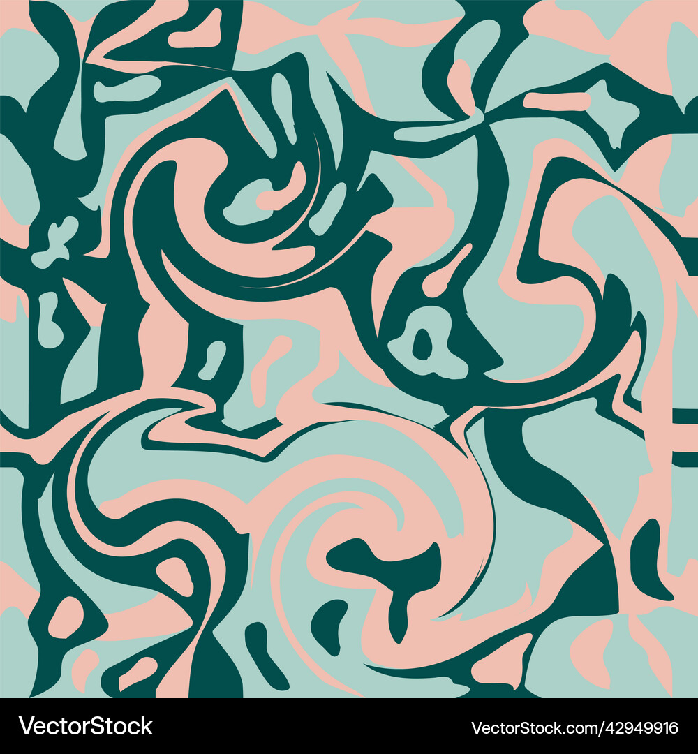 1970 wavy swirl seamless pattern in orange Vector Image