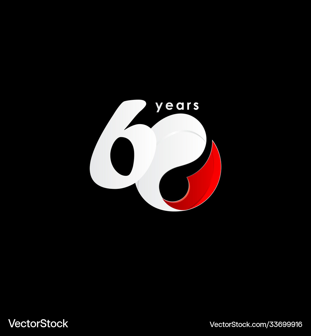 60 years anniversary celebration number red Vector Image