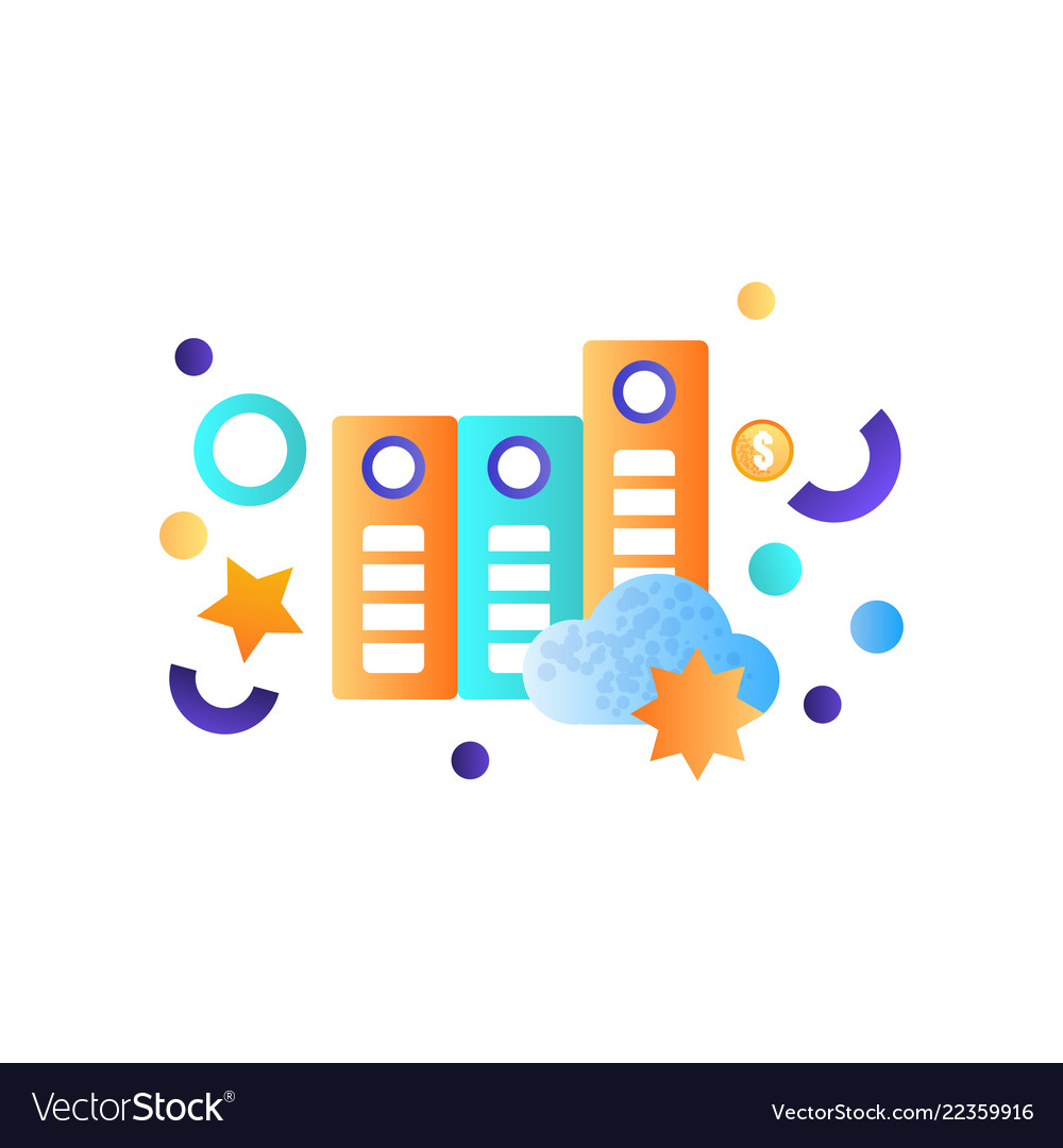 Business elements data cloud storage management Vector Image