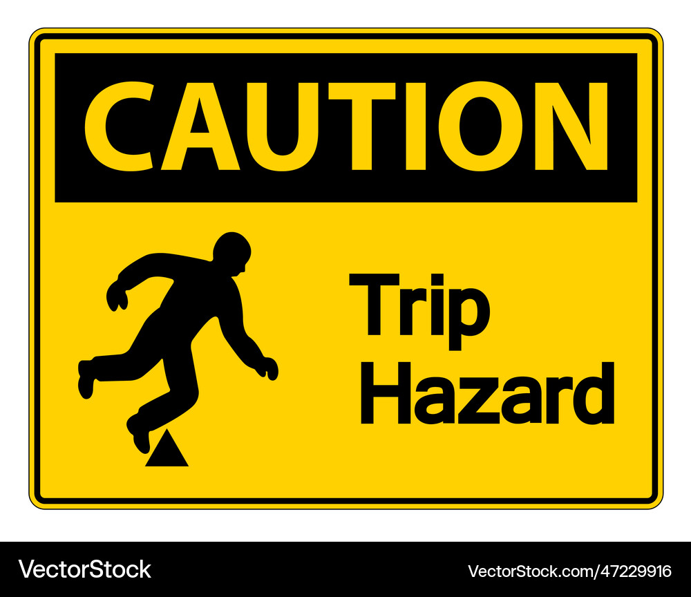 Caution trip hazard symbol sign on white Vector Image
