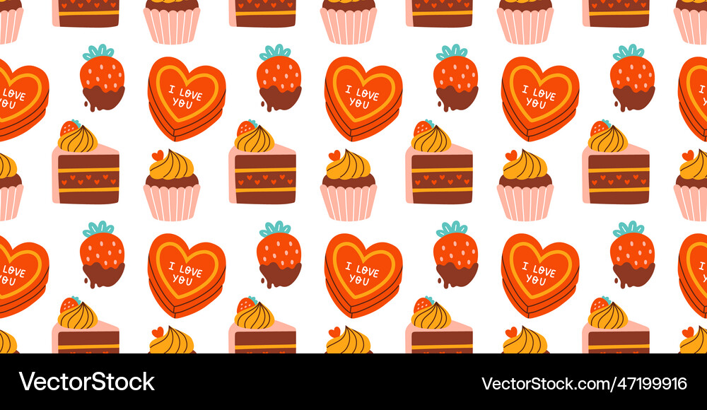 Cute valentines day seamless pattern love sweets Vector Image