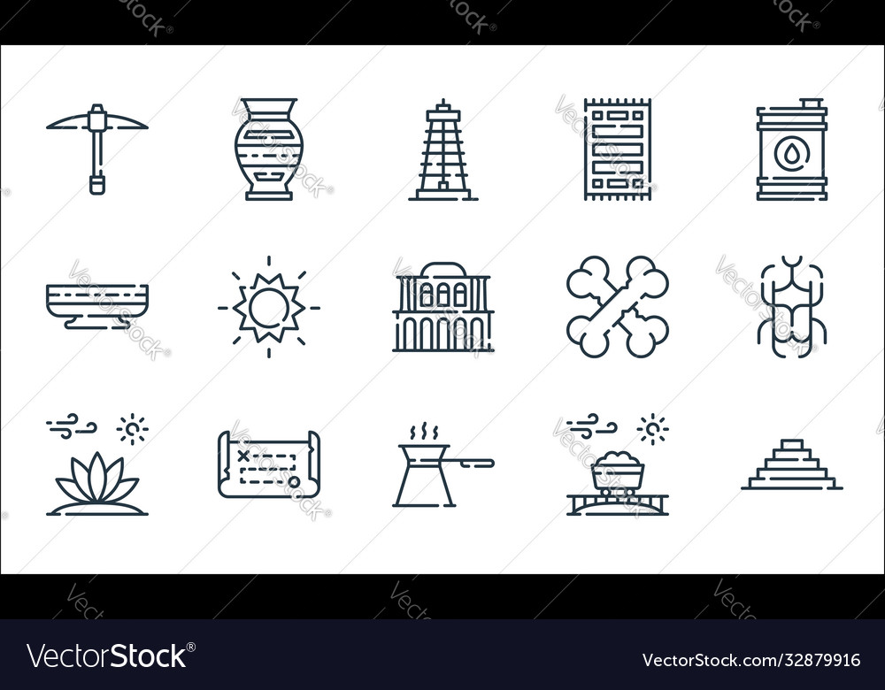 Desert line icons linear set quality line set Vector Image