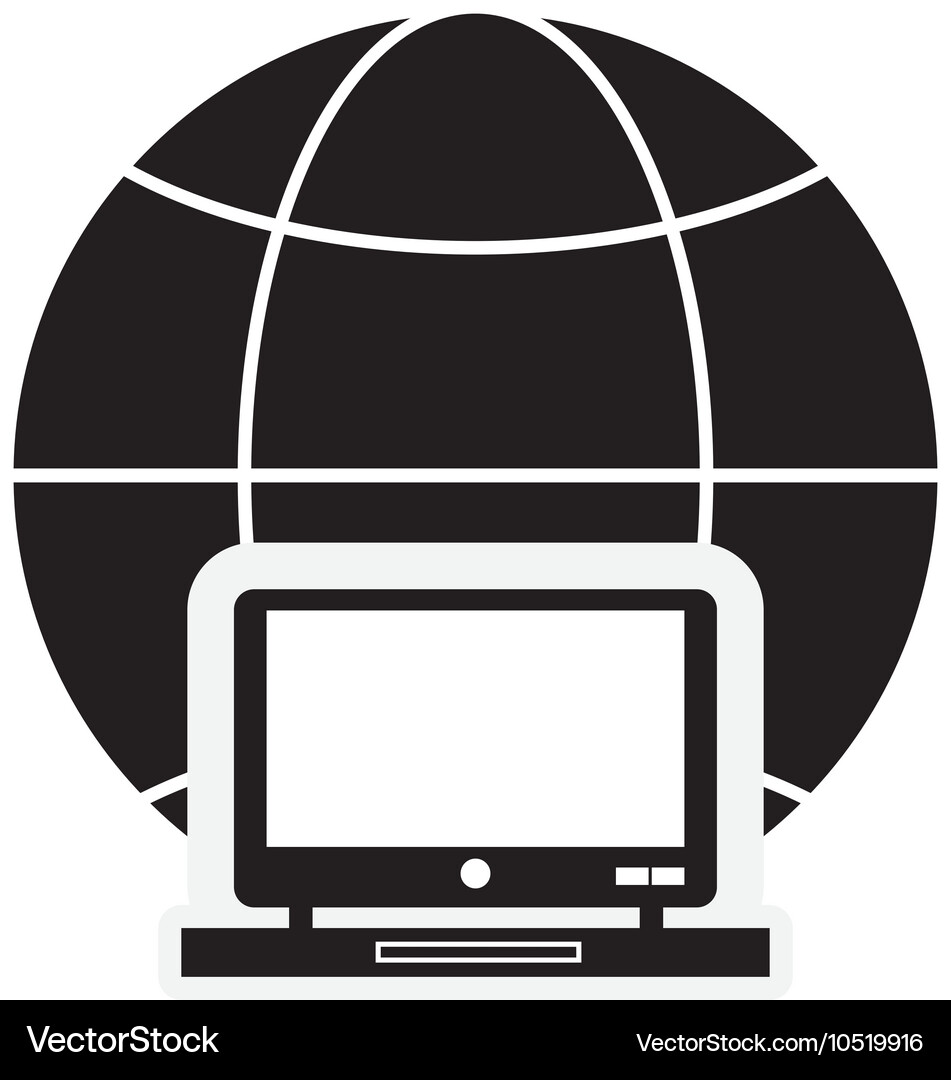 Earth globe diagram and laptop icon Royalty Free Vector