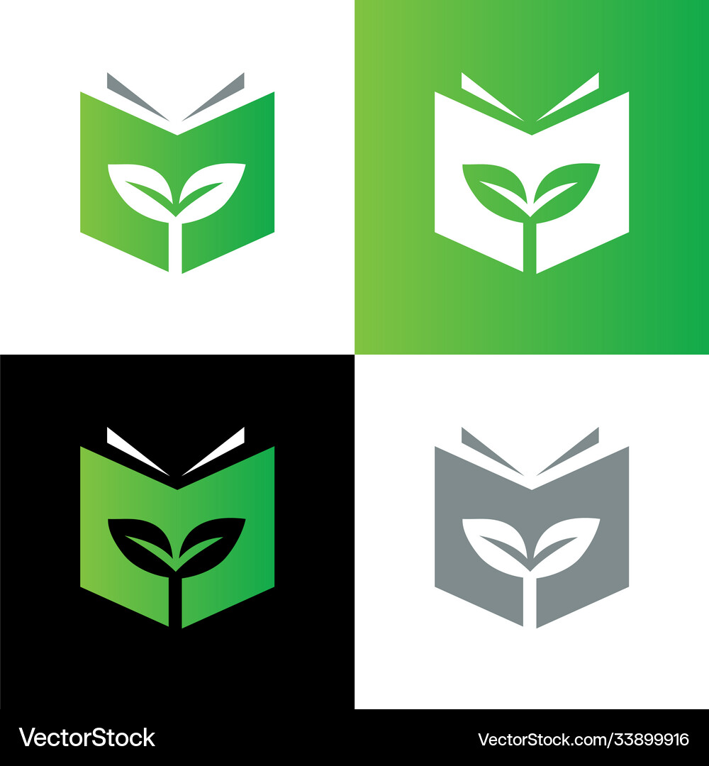 Eco book logo template study agriculture symbol Vector Image