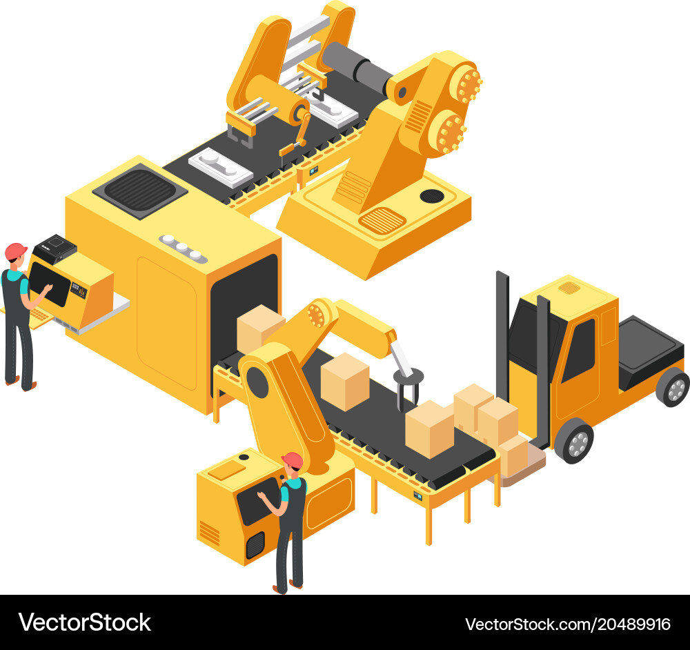 Industrial manufacturing conveyor line Royalty Free Vector