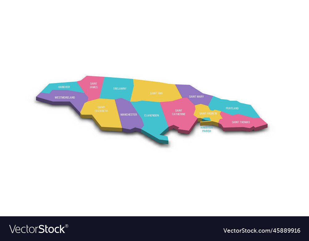Jamaica political map of administrative divisions Vector Image