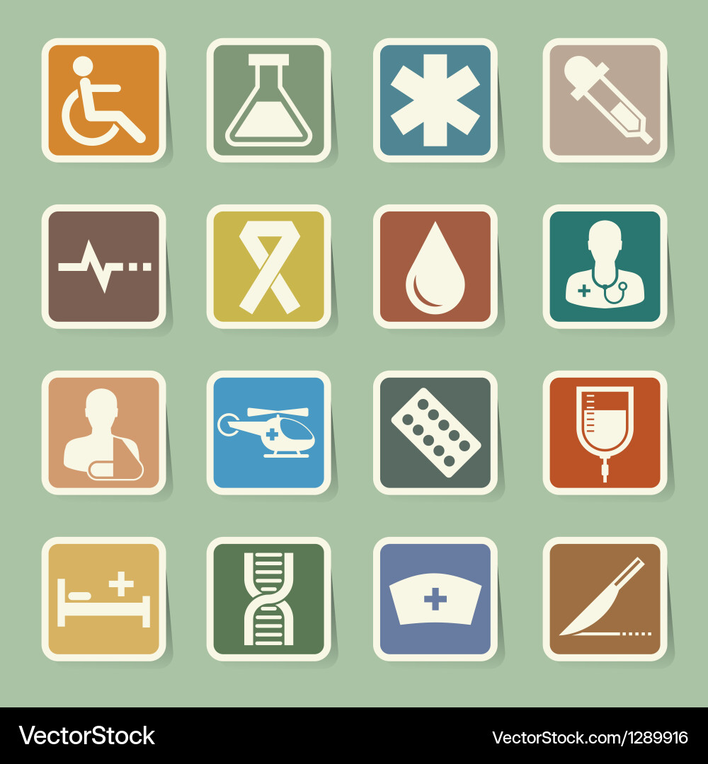 Medical sticker icons set eps 10 Royalty Free Vector Image
