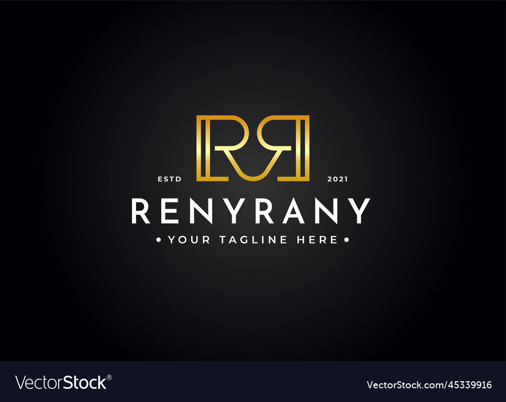Minimalist letter r luxury logo design Royalty Free Vector