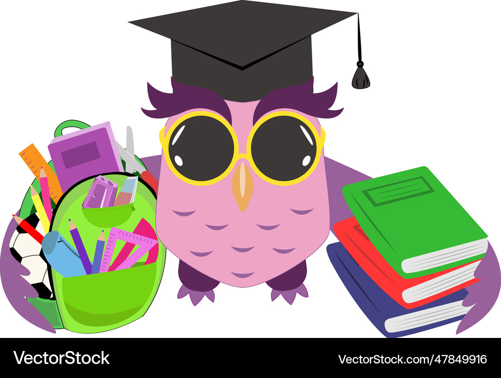 School owl Royalty Free Vector Image - VectorStock