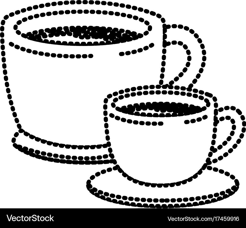 Set big and small cup of coffee with handle Vector Image