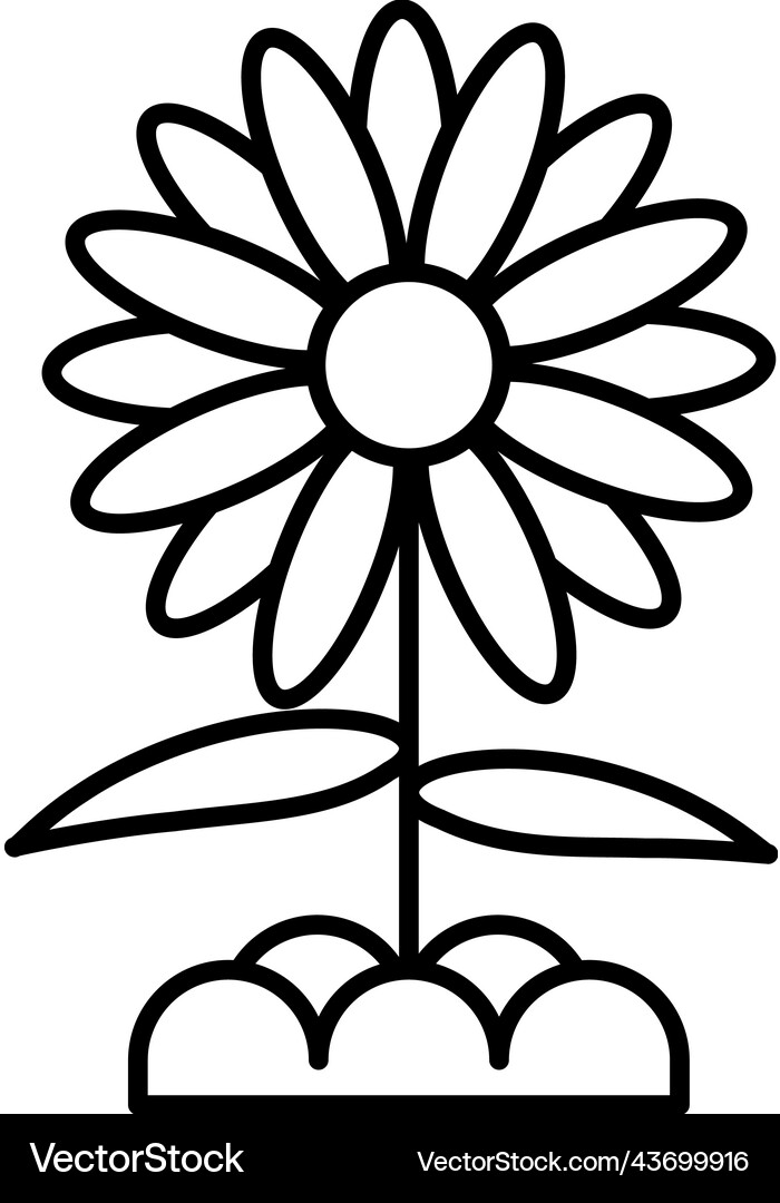 Sunflower line art icon design template Royalty Free Vector