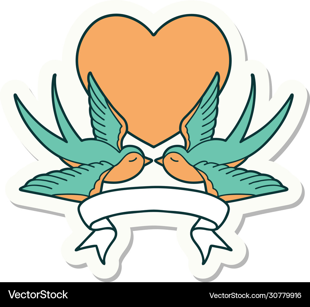 Tattoo sticker with banner a swallows Royalty Free Vector