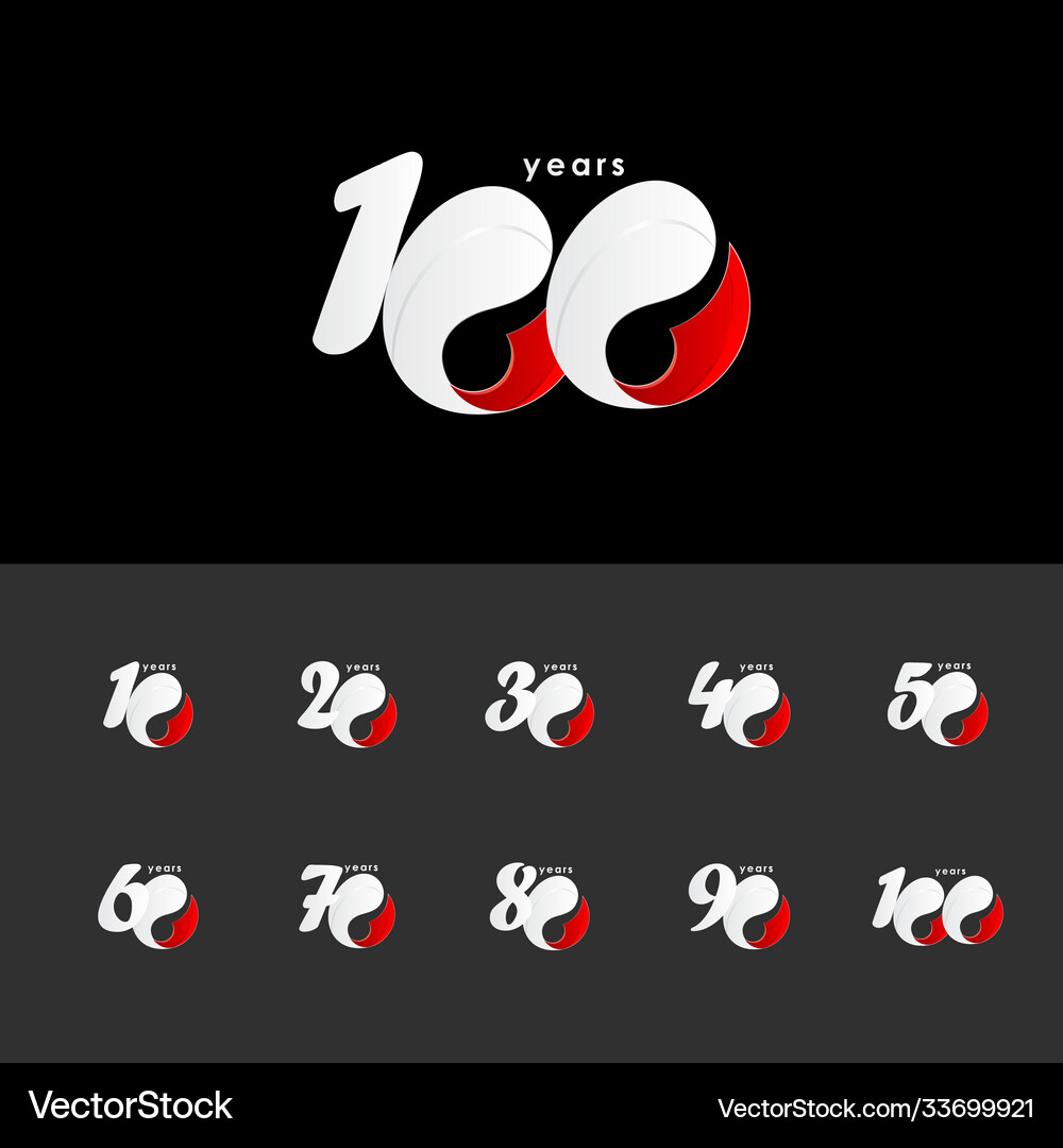 100 years anniversary celebration number red Vector Image