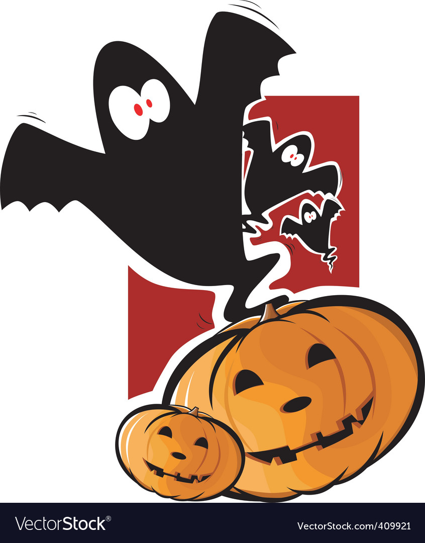 Bat and pumpkin Royalty Free Vector Image - VectorStock