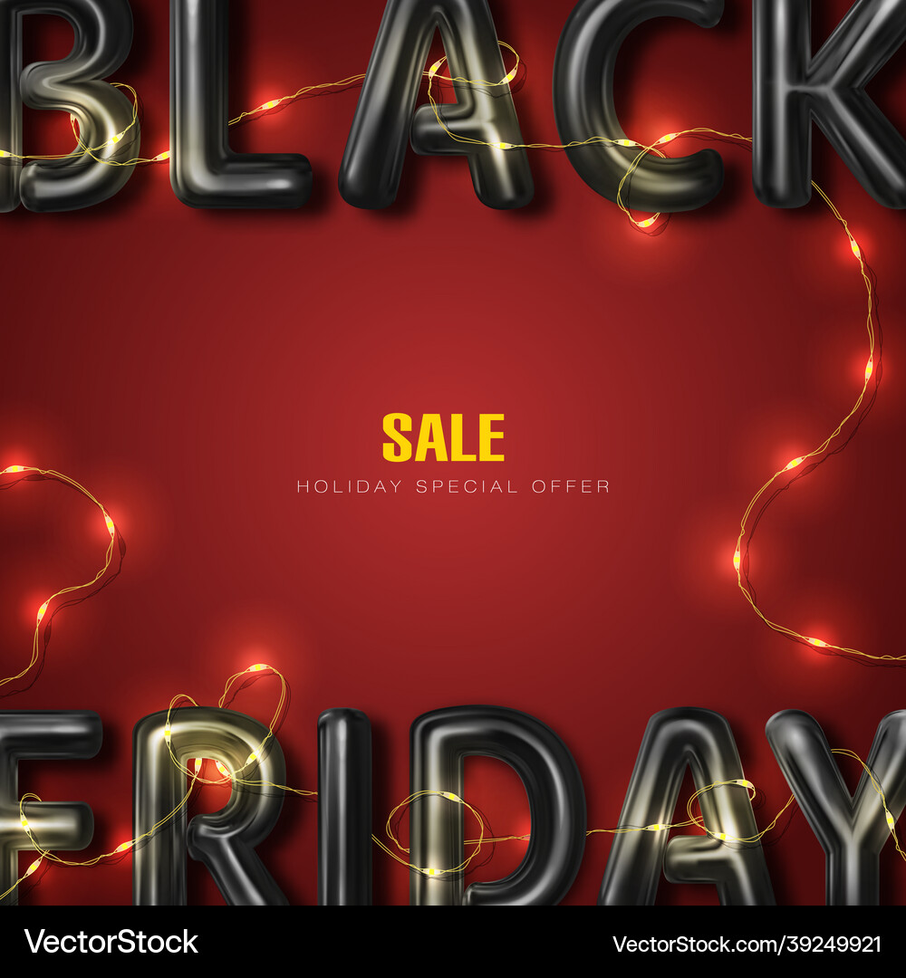 Black friday logo in glossy color with led Vector Image