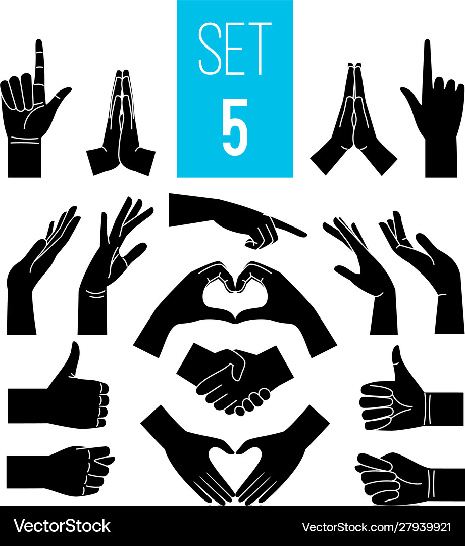 Black Hand Gestures & Signals Royalty Free Vector Image