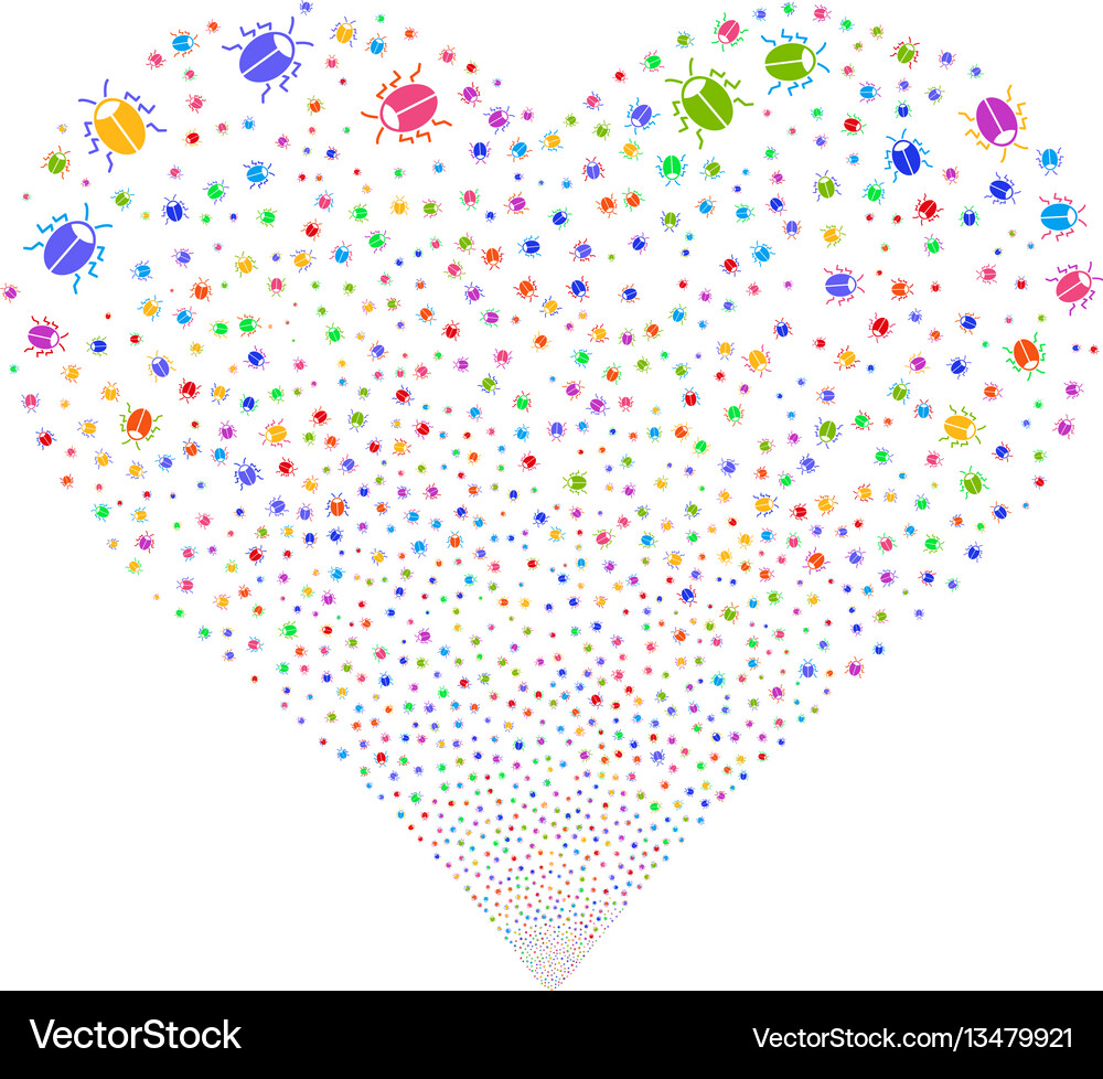 Bug fireworks heart Royalty Free Vector Image - VectorStock