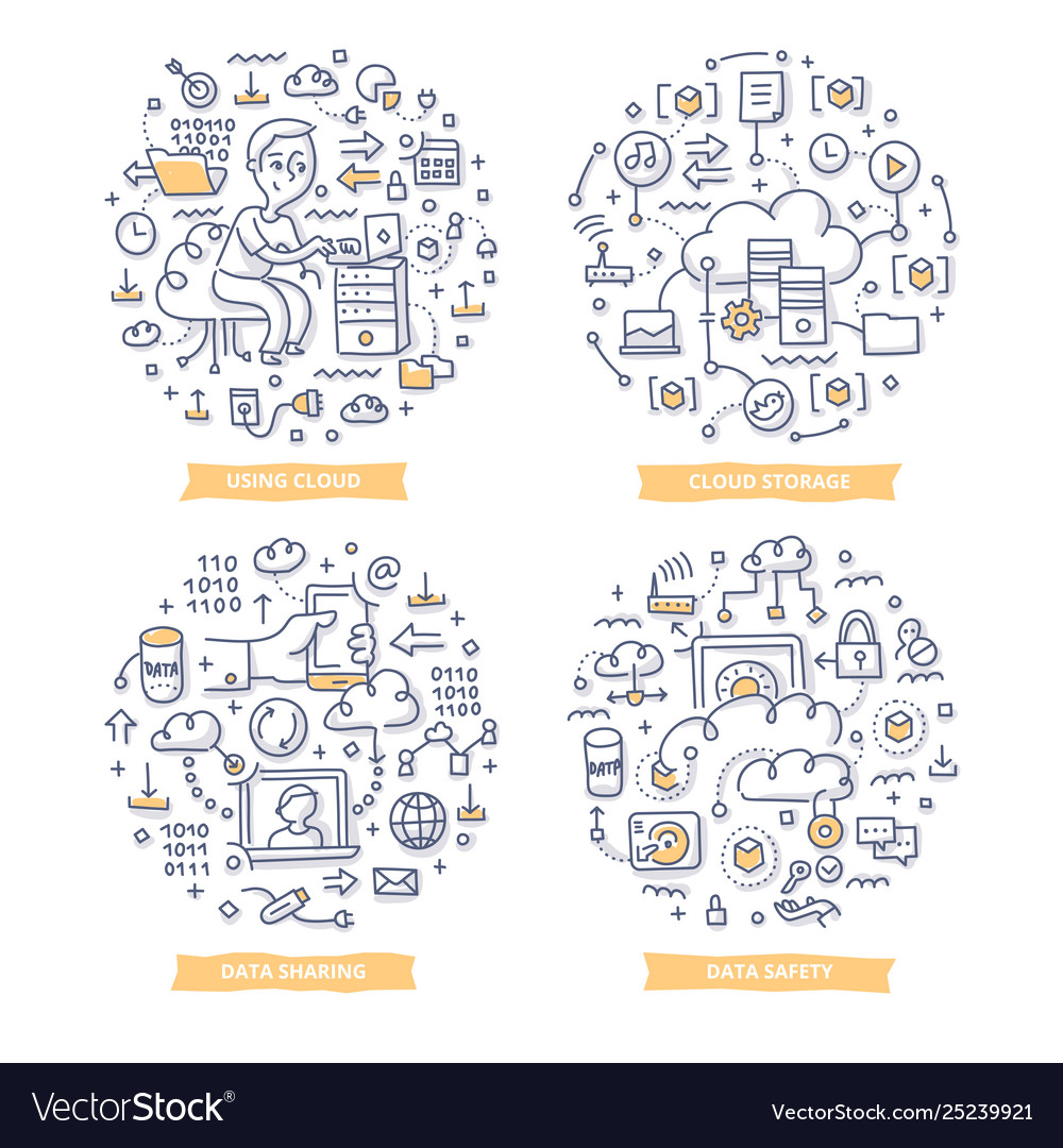 Cloud computing doodle Royalty Free Vector Image