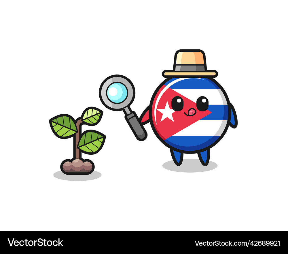 Cute cuba flag herbalist researching a plants Vector Image