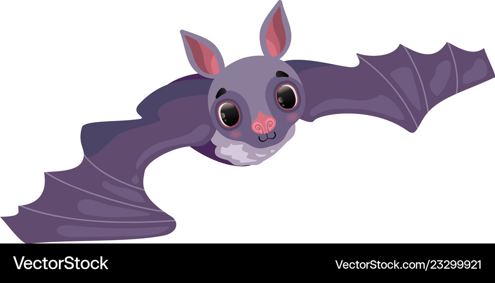 Cute purple bat flying funny creature cartoon Vector Image