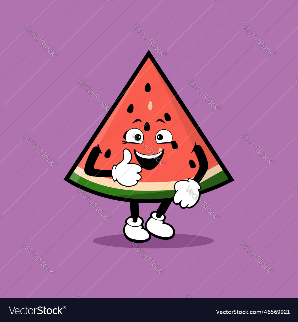 Cute watermelon slice fruit character with thumbs Vector Image