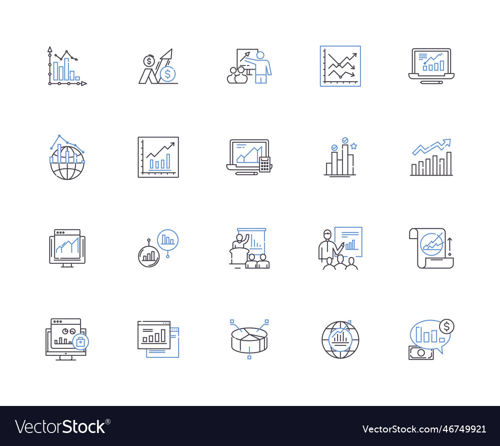 Data visualization outline icons collection Vector Image