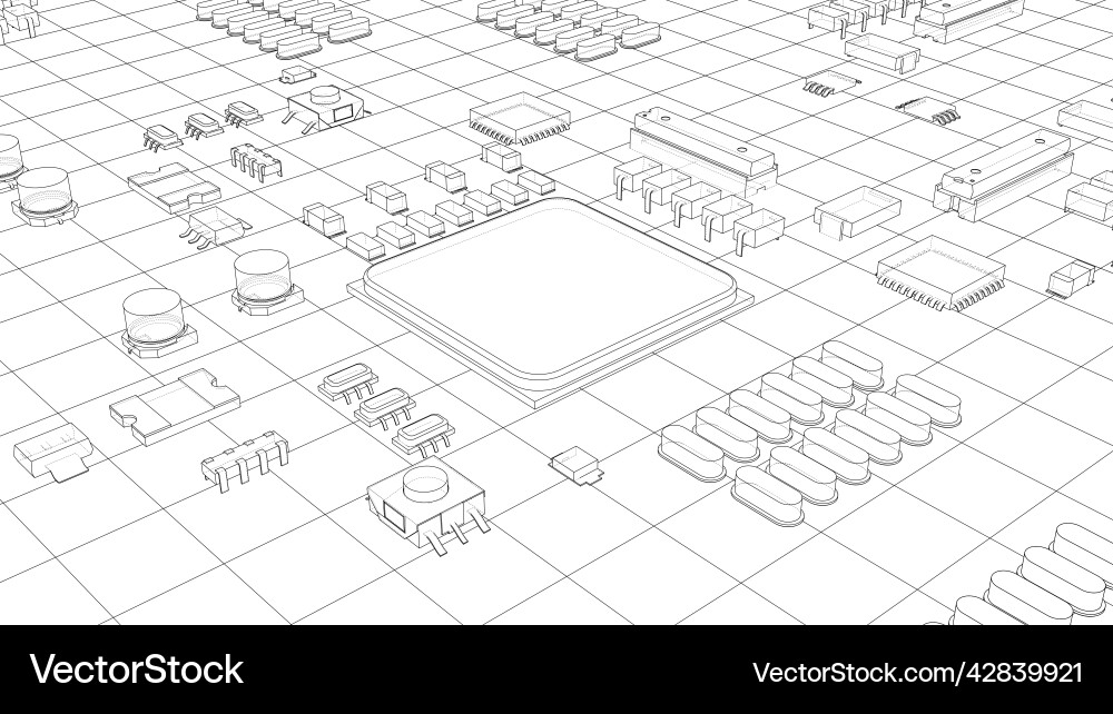 Electric circuit board various chips Royalty Free Vector