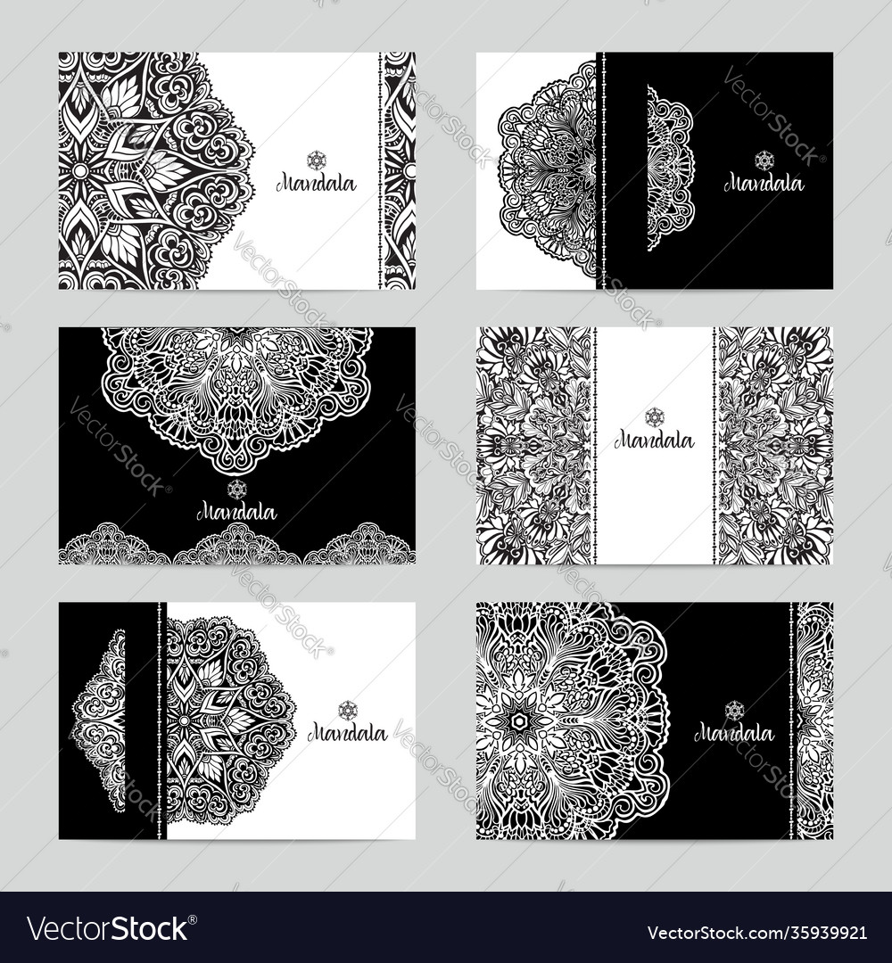 Mandala card set Royalty Free Vector Image - VectorStock