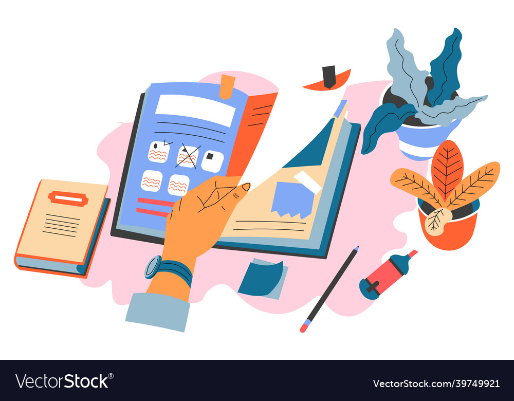 Notebook or diary writing down information Vector Image