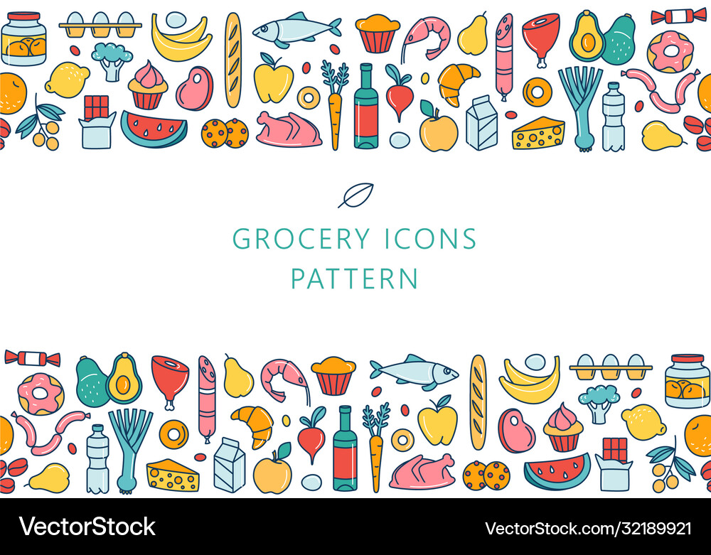Seamless pattern supermarket grosery store food Vector Image