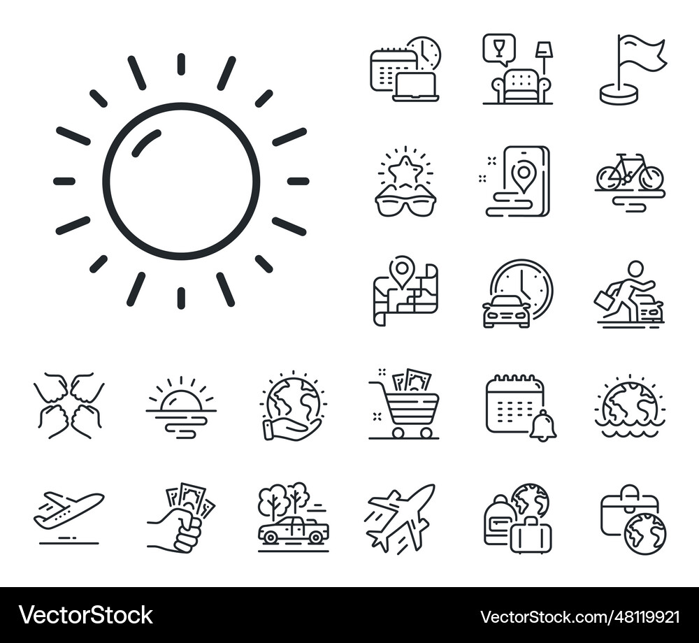 Sunny weather forecast line icon sun sign plane Vector Image