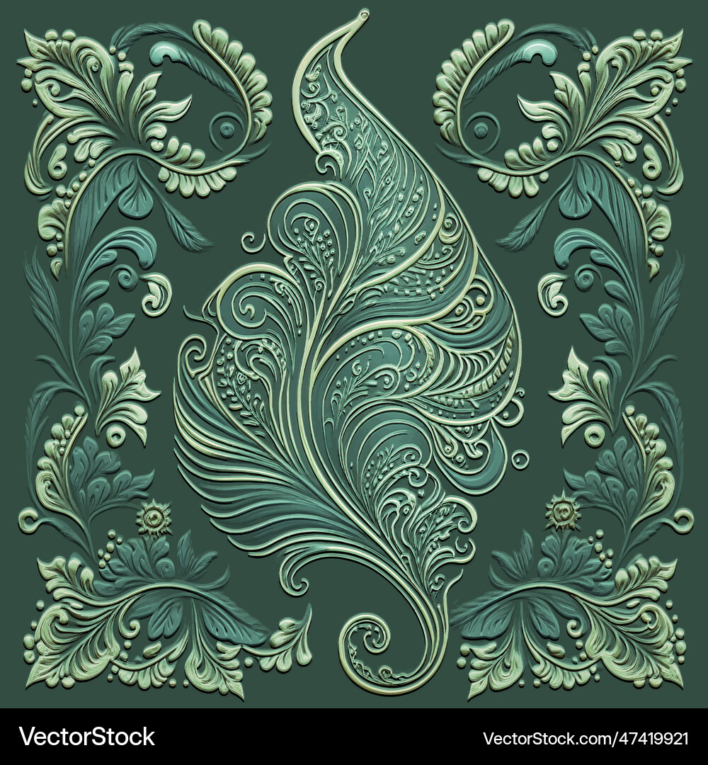 Textured vintage emboss 3d lines paisley seamless Vector Image