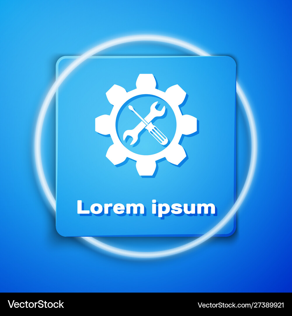 White maintenance symbol - wrench and screwdriver Vector Image