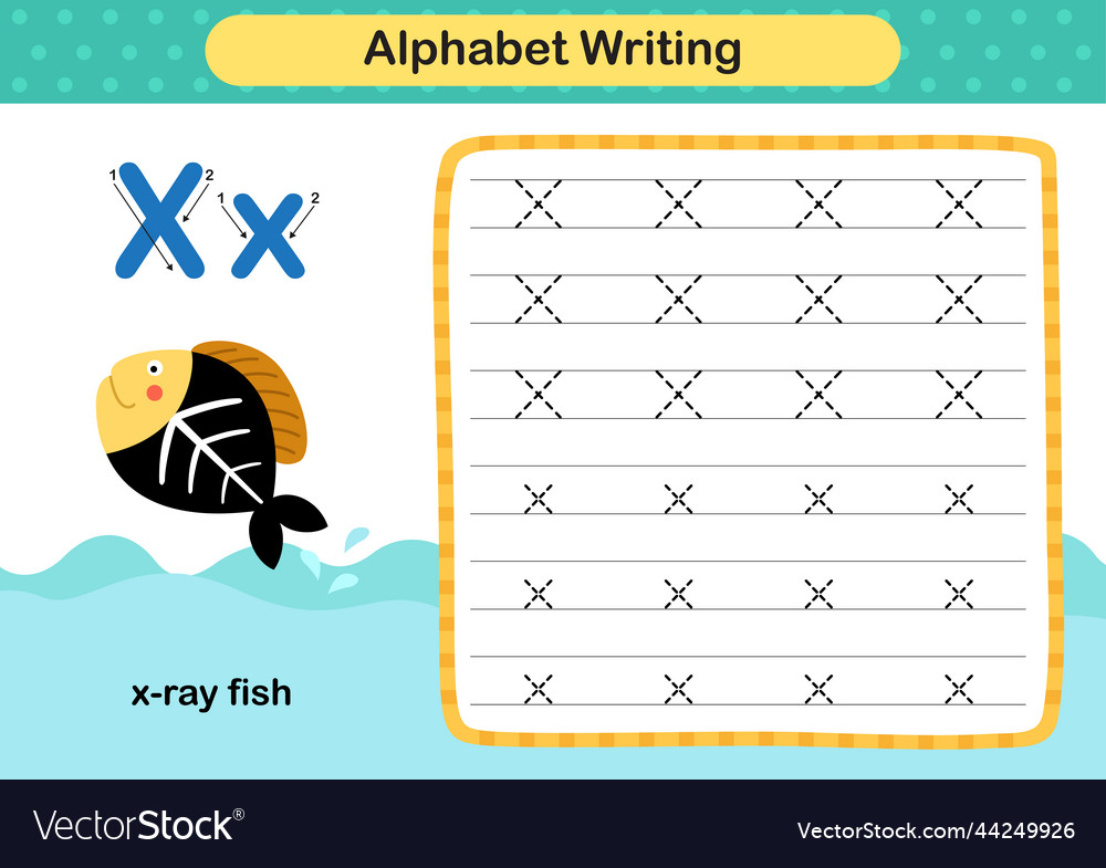 Alphabet letter x - ray fish exercise Royalty Free Vector