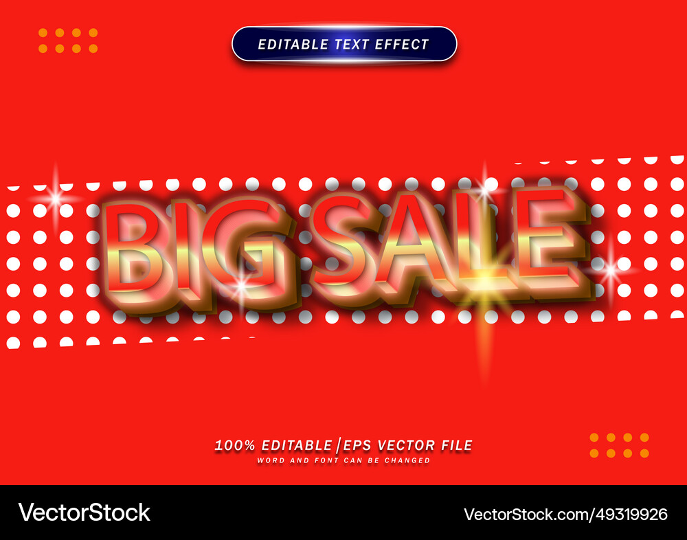 Big sale text effect template and bold font Vector Image