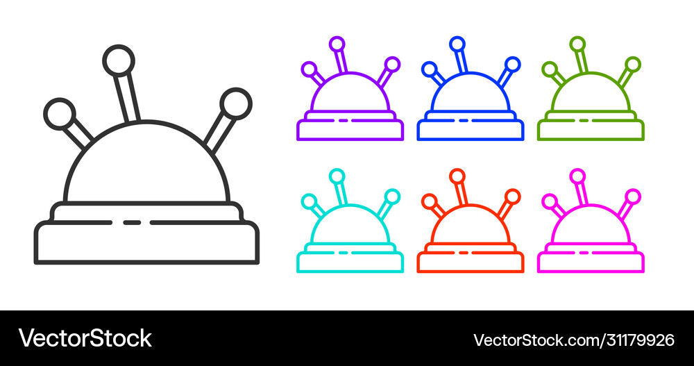 Black line needle bed and needles icon isolated Vector Image