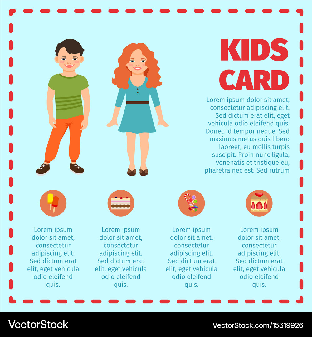 Blue kids card infographic Royalty Free Vector Image