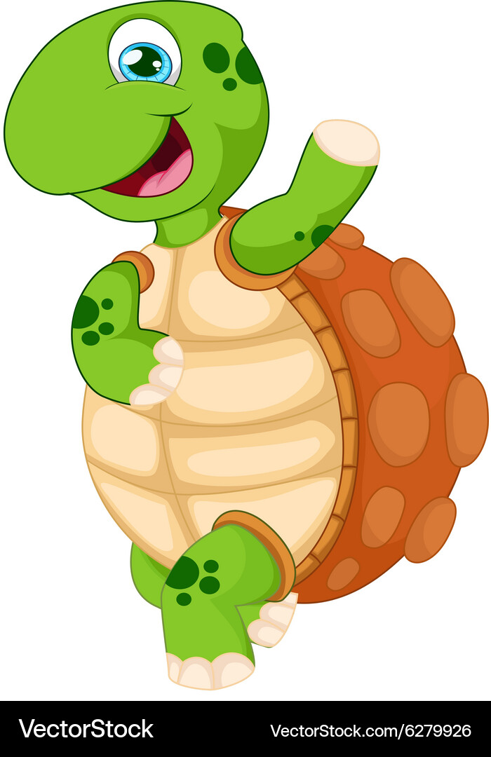 Cartoon turtle waving hand isolated on white Vector Image