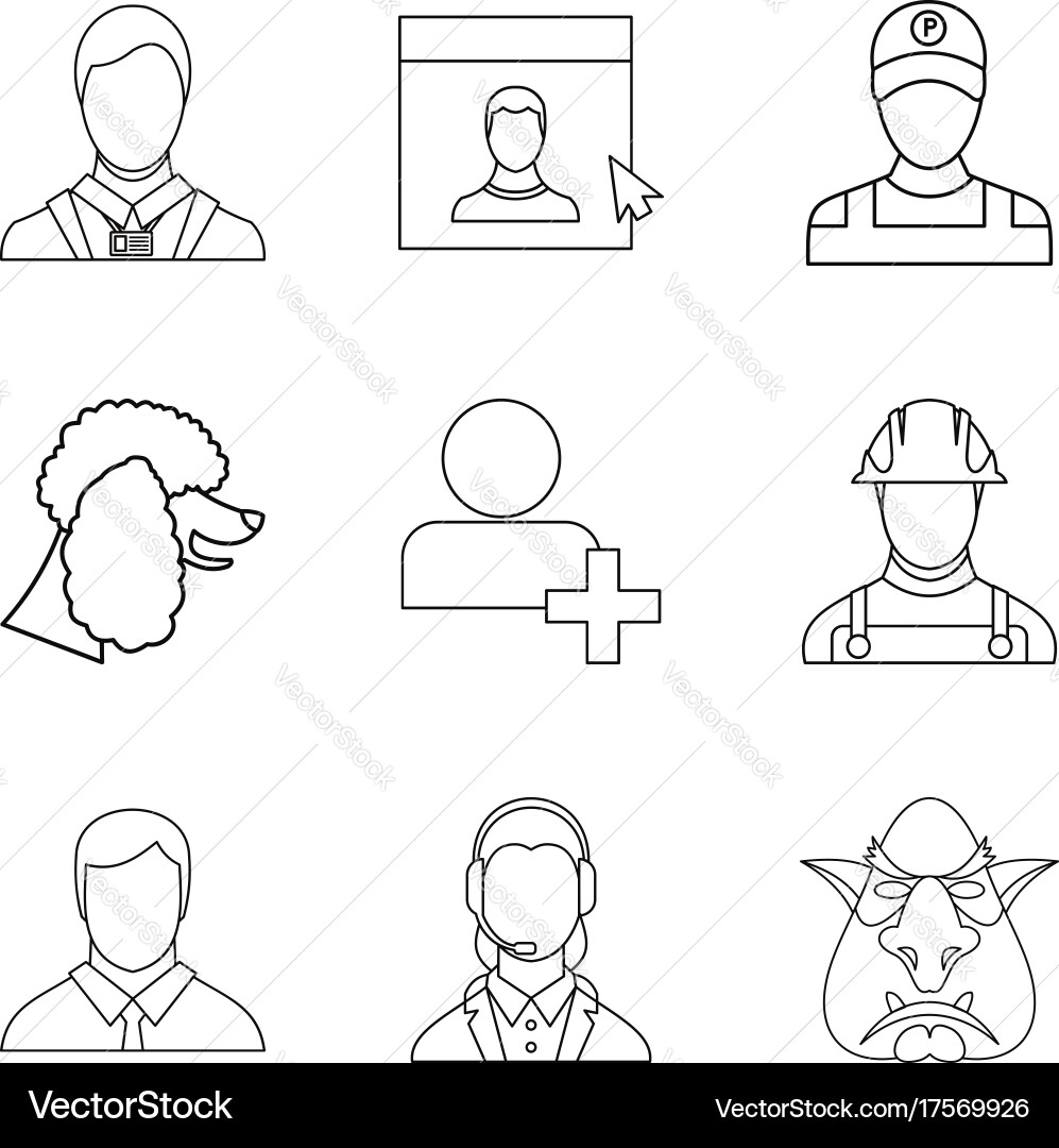 Costume icons set outline style Royalty Free Vector Image