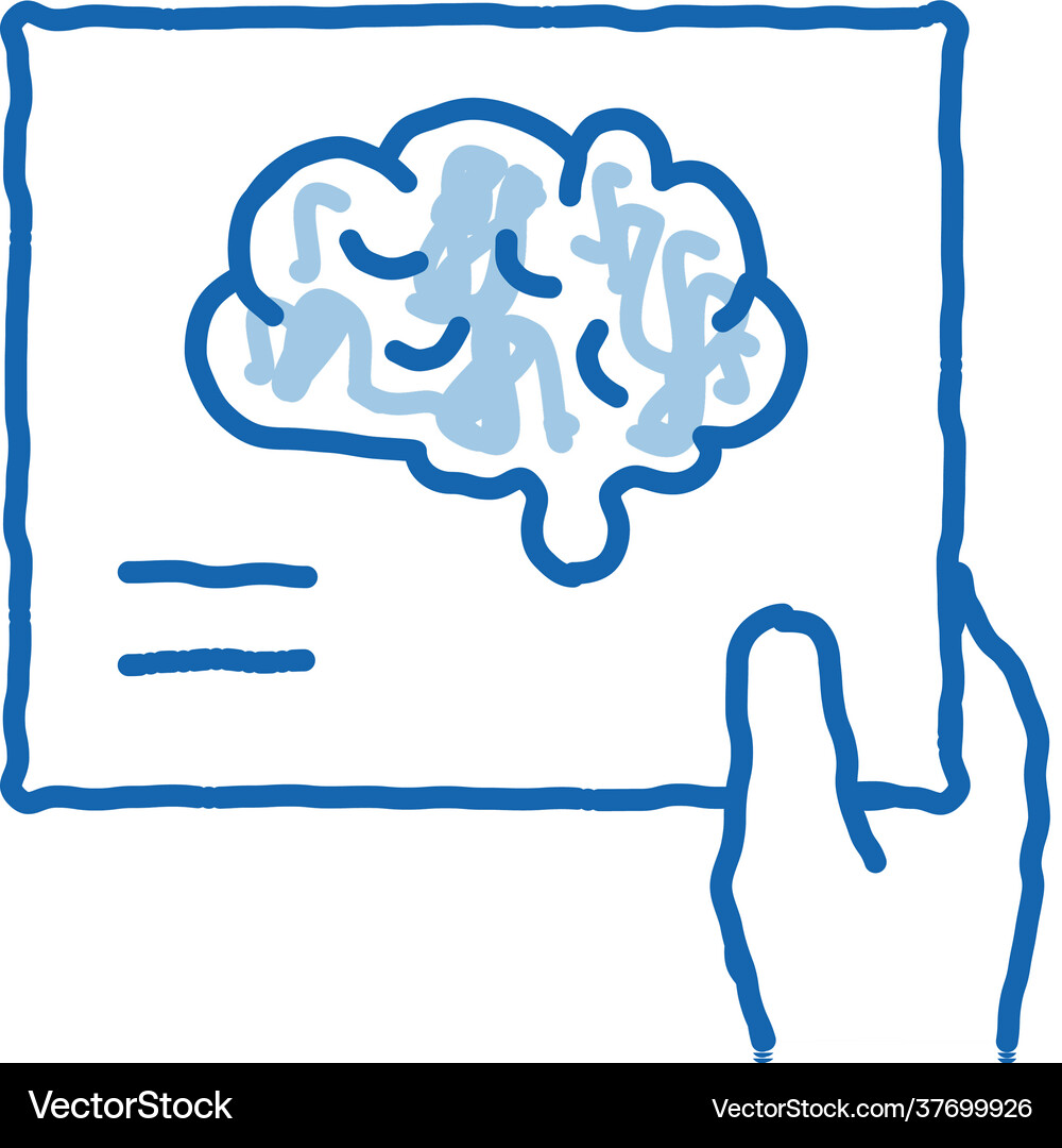 Hand brain photo doodle icon drawn Royalty Free Vector Image