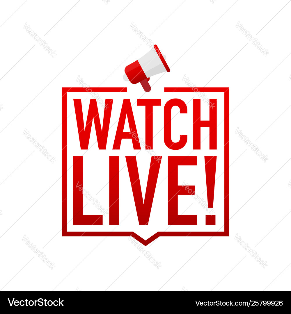 Hand holding megaphone with watch live Royalty Free Vector