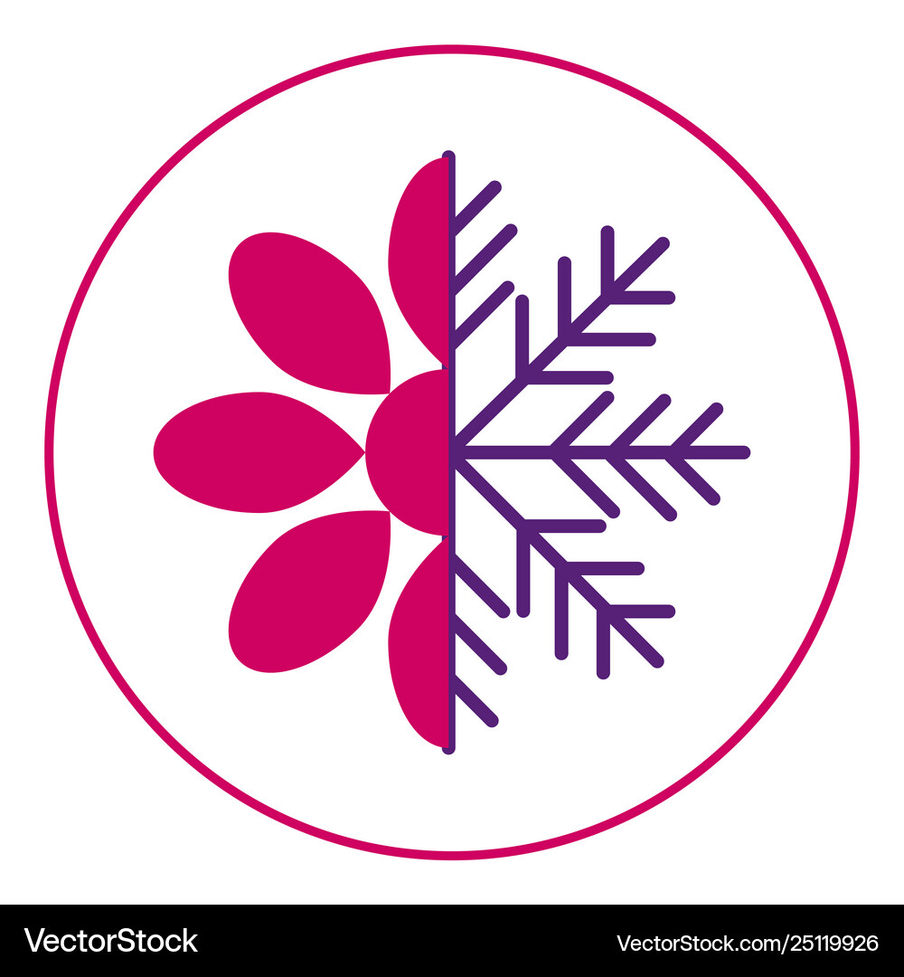 Icon seasons spring and winter half flower Vector Image